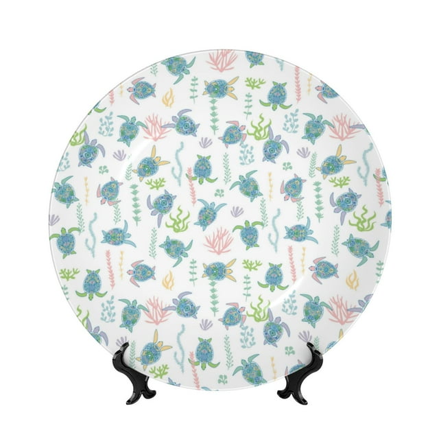 Daiia Sea Turtle Printed Pattern Ceramic Plate Dinner Plates Bone China ...