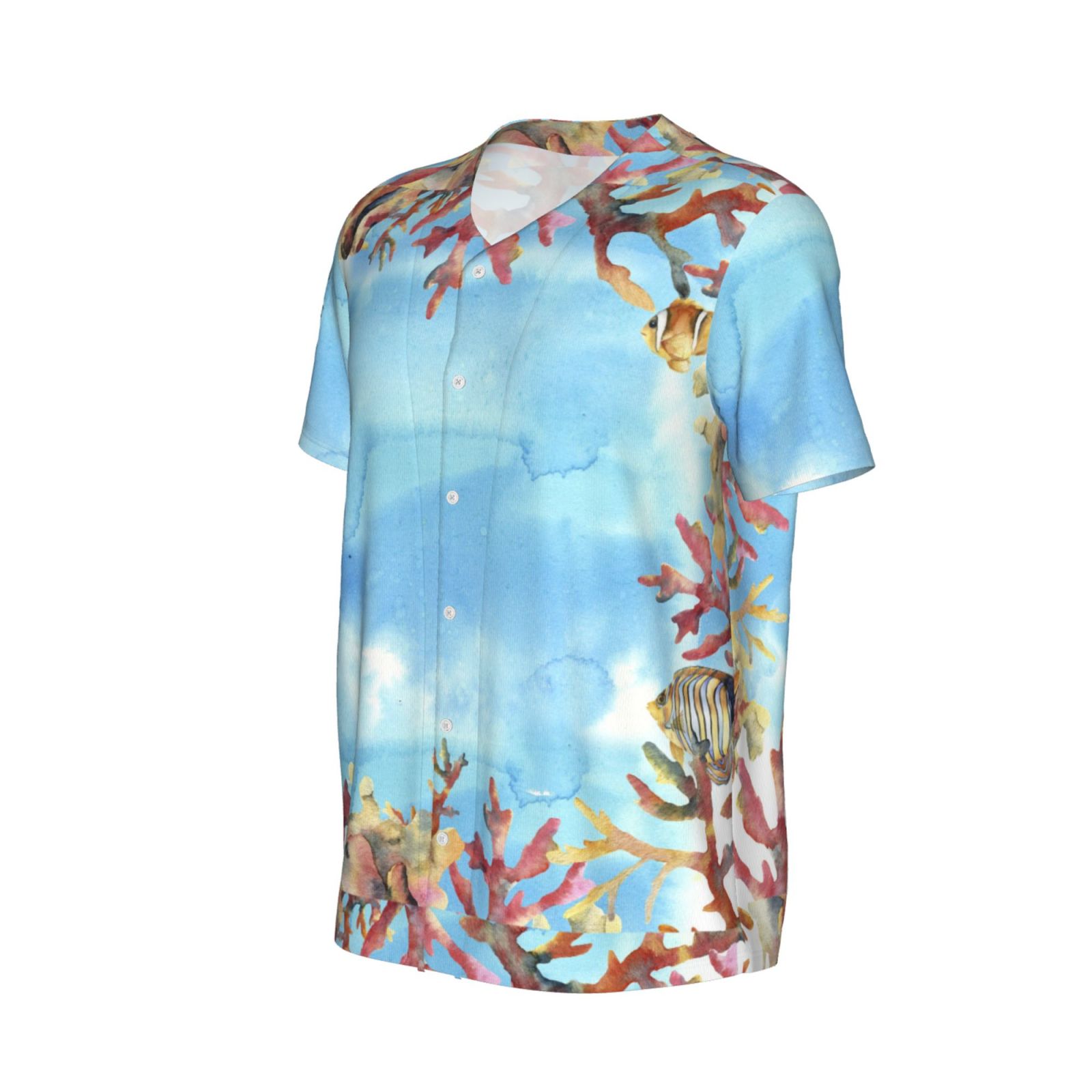 Daiia Sea and Fish Mens Baseball Jersey Button Down Shirts Short Sleeve ...