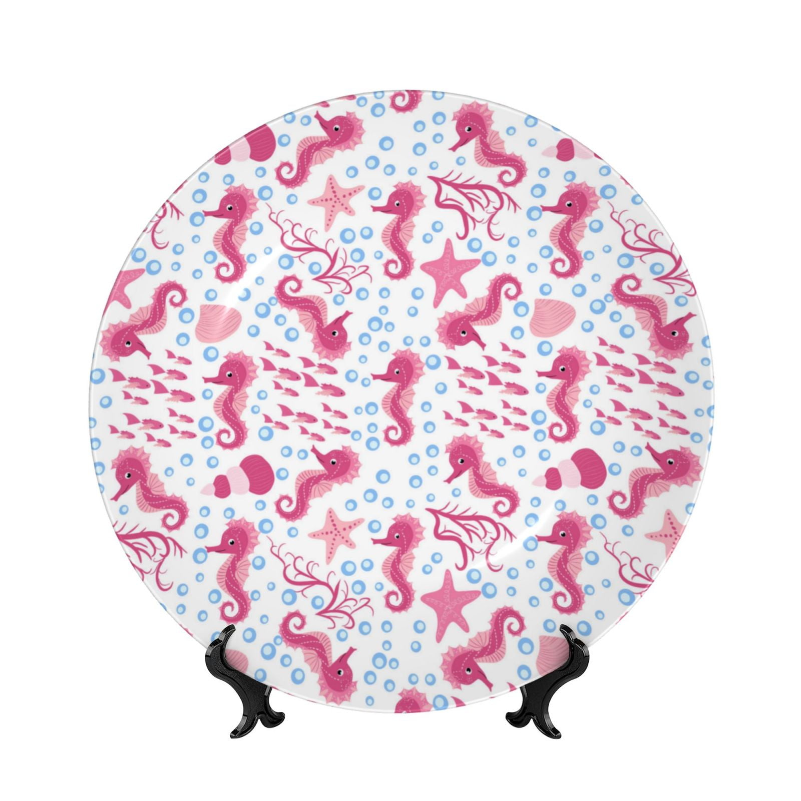 Daiia Seahorse and Starfish Printed Pattern Ceramic Plate Dinner Plates ...