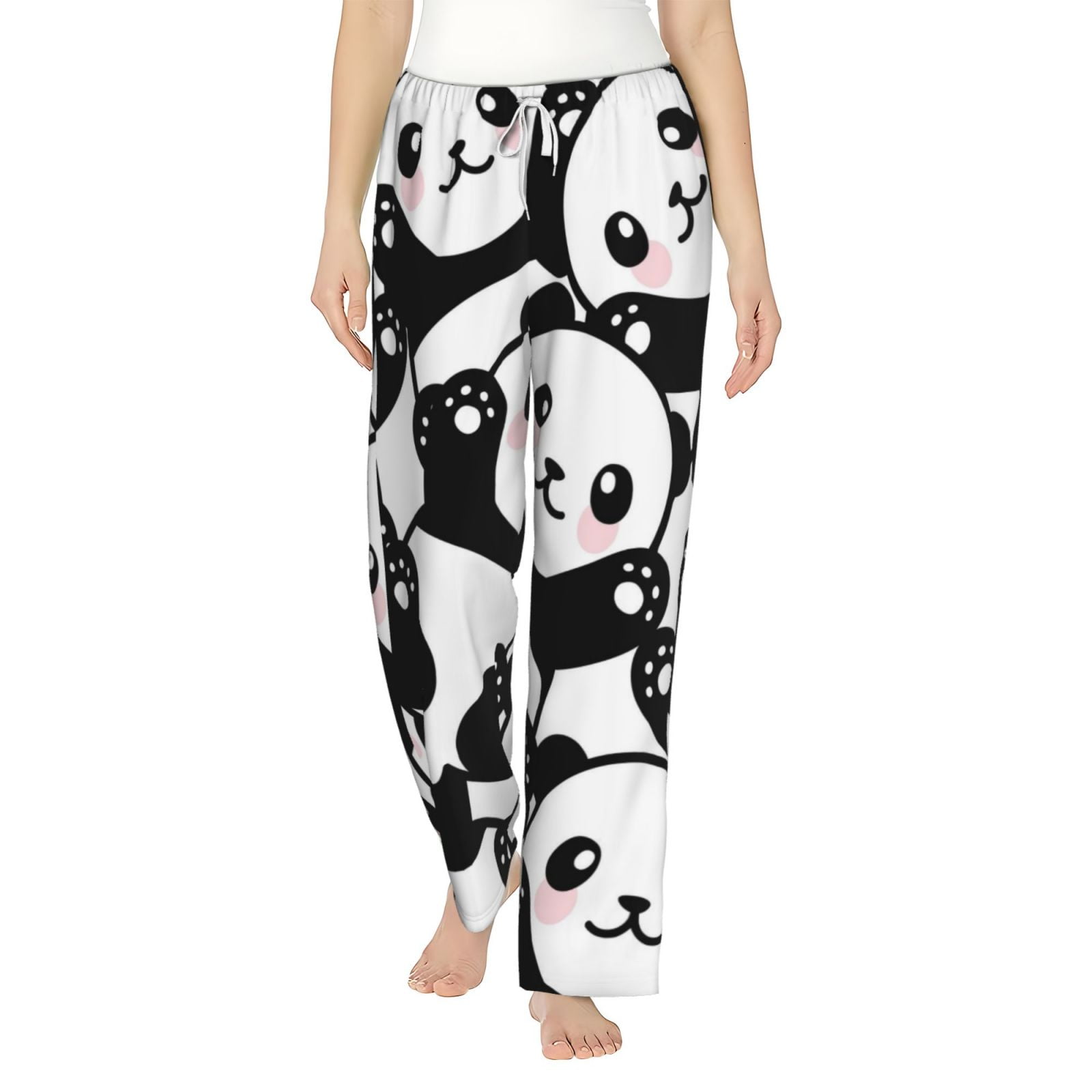 Daiia Seamless Pattern Cute Panda Women's Sleep Pant with Pockets and ...