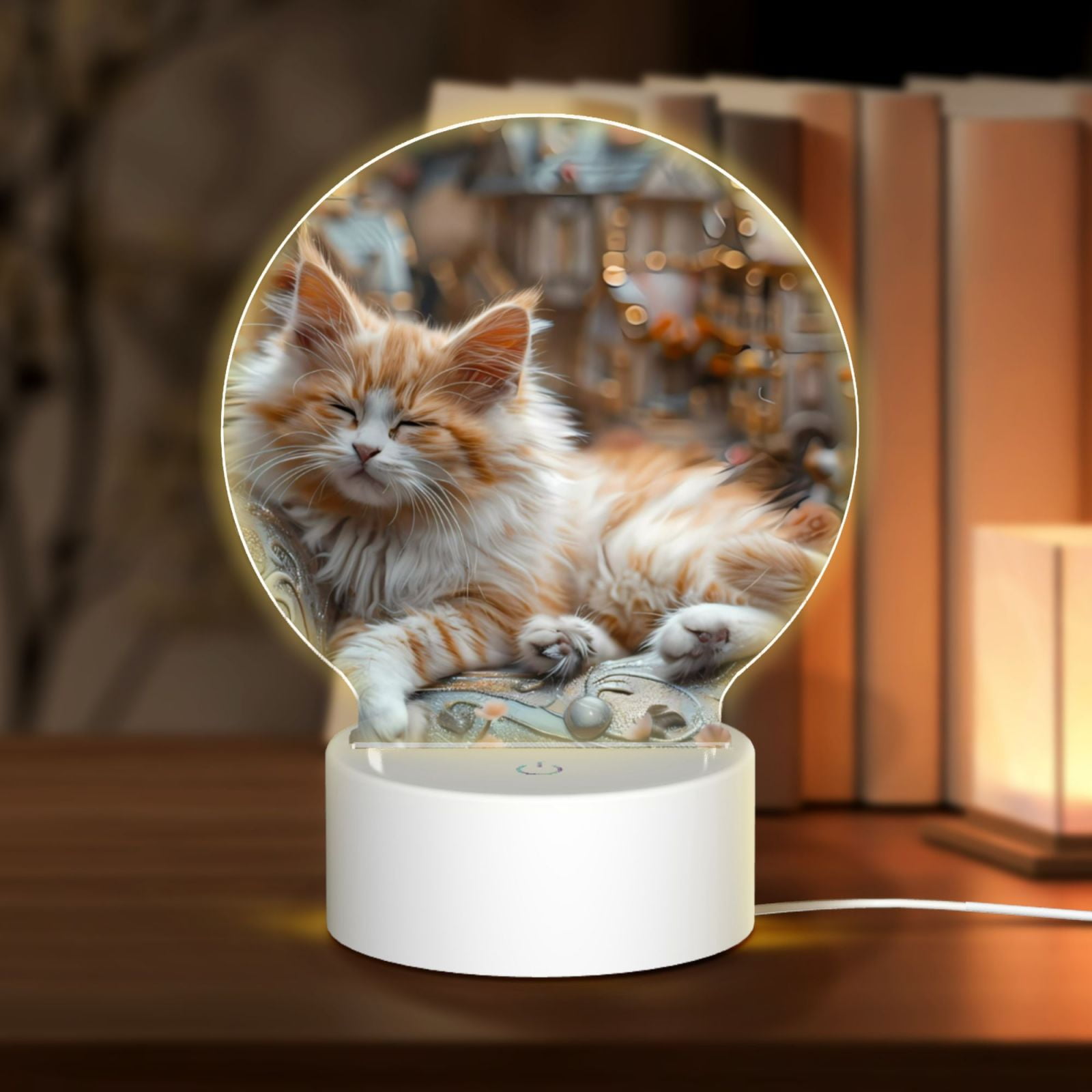 Daiia Serene Kitten Kingdom Pattern Acrylic Night Light, LED Touch ...
