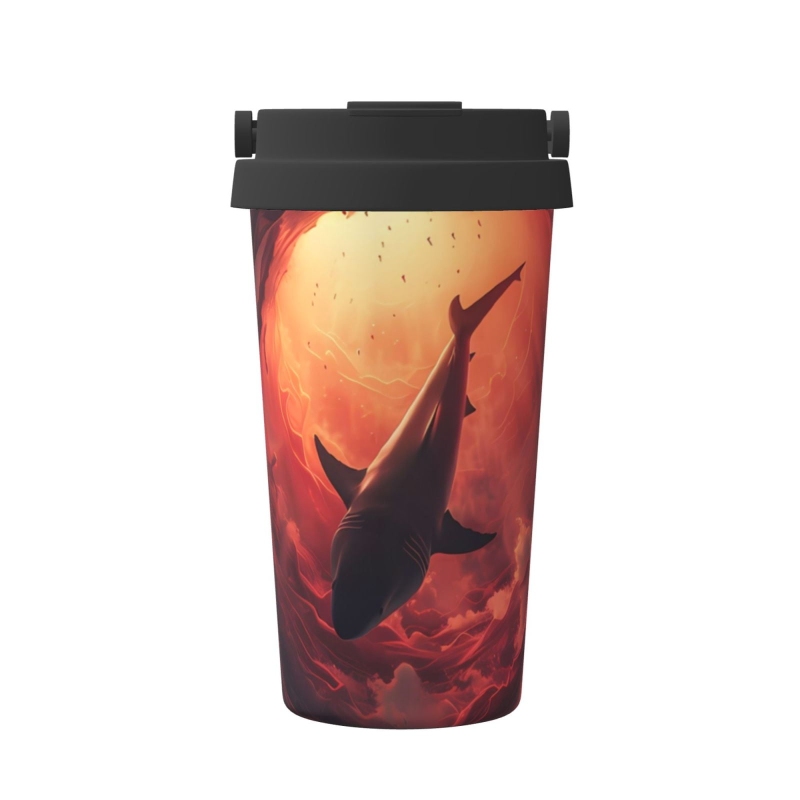 Daiia Shark Underwater Vortex Printed Stainless Steel Tumbler with Lid ...