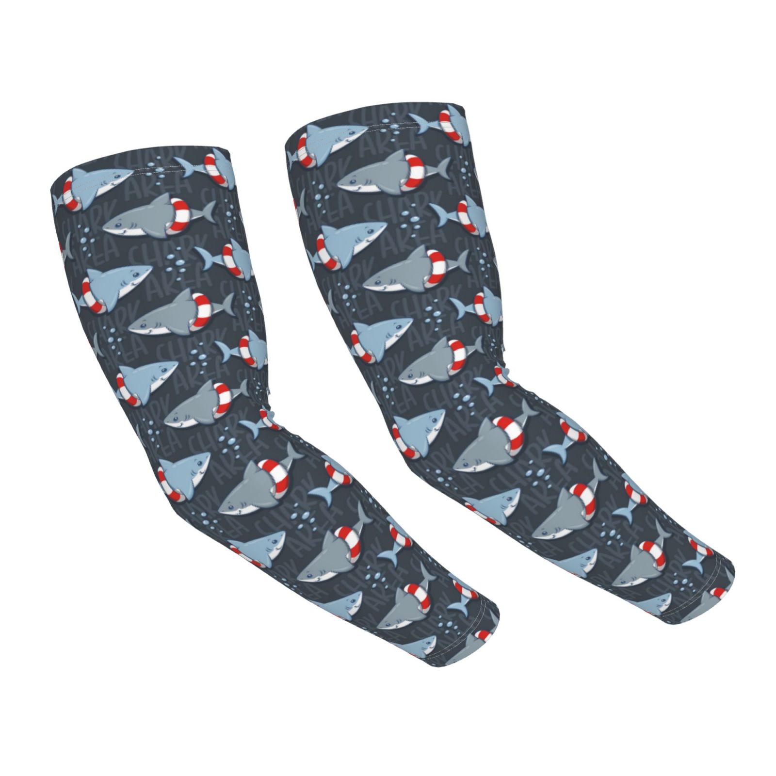 Daiia Shark Wearing Swim Ring UV Sun Protection Arm Sleeves - Cooling ...