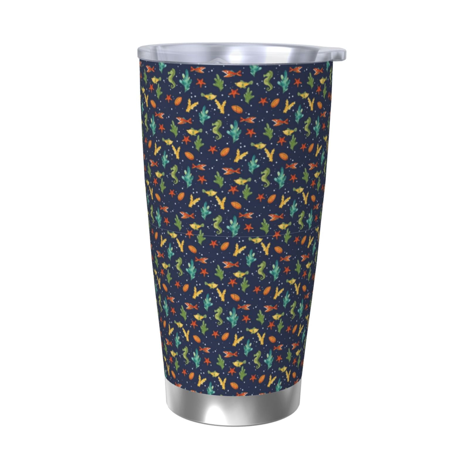 Daiia Shells and Seaweed Printed 20oz Insulated Coffee Cup with Straw ...