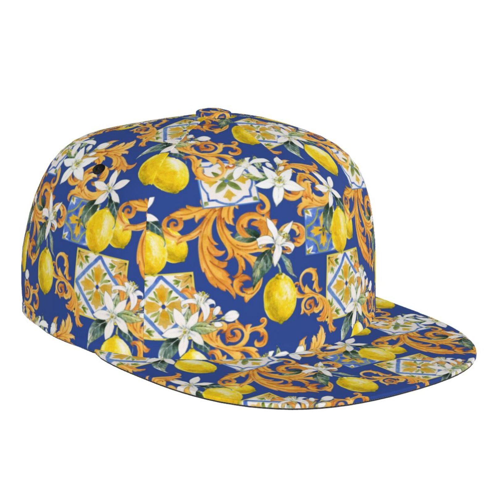 Daiia Sicilian Style print Flat Bill Hats Flat Brim Trucker Cap ...