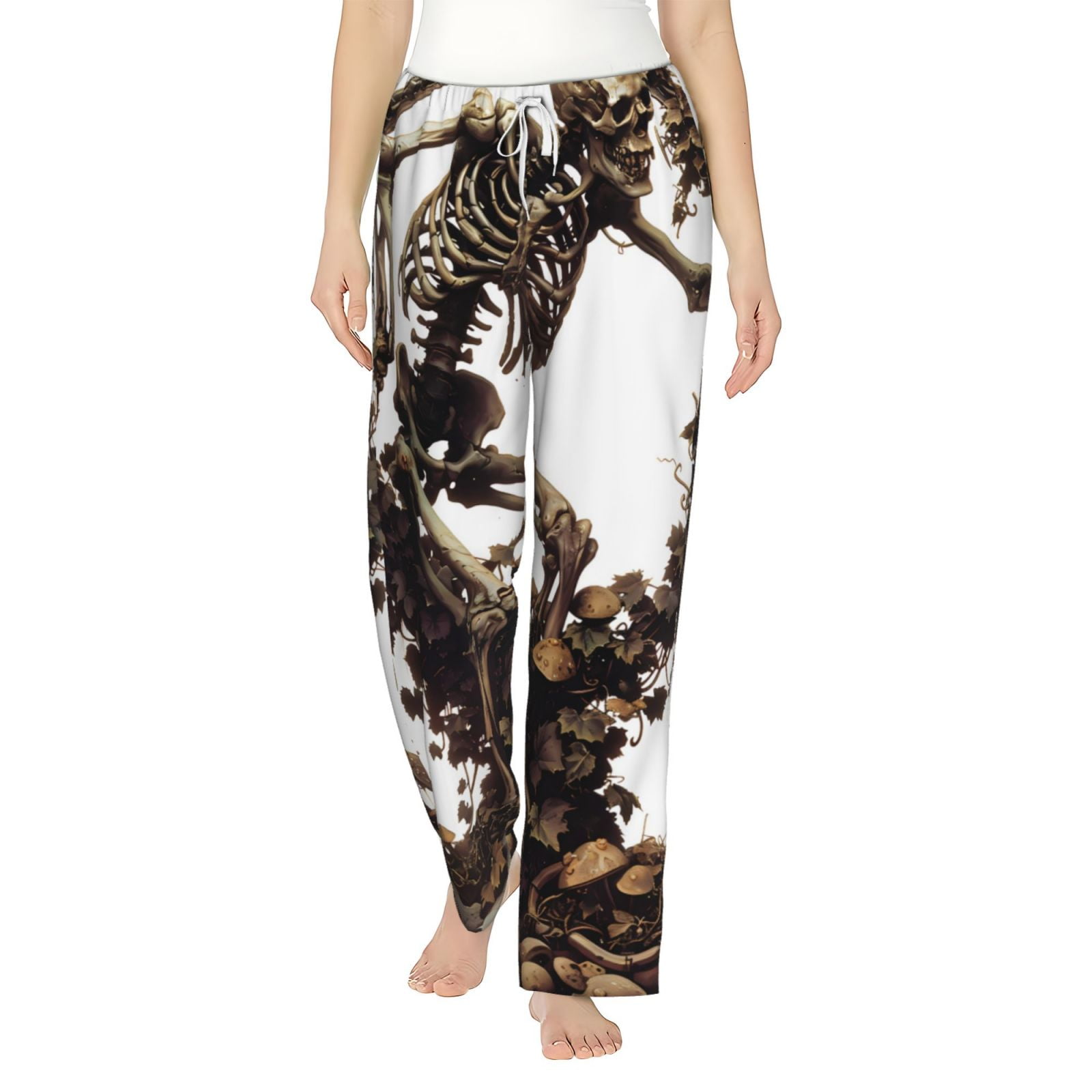 Daiia Skeleton Dance with Mushrooms Women's Sleep Pant with Pockets and ...