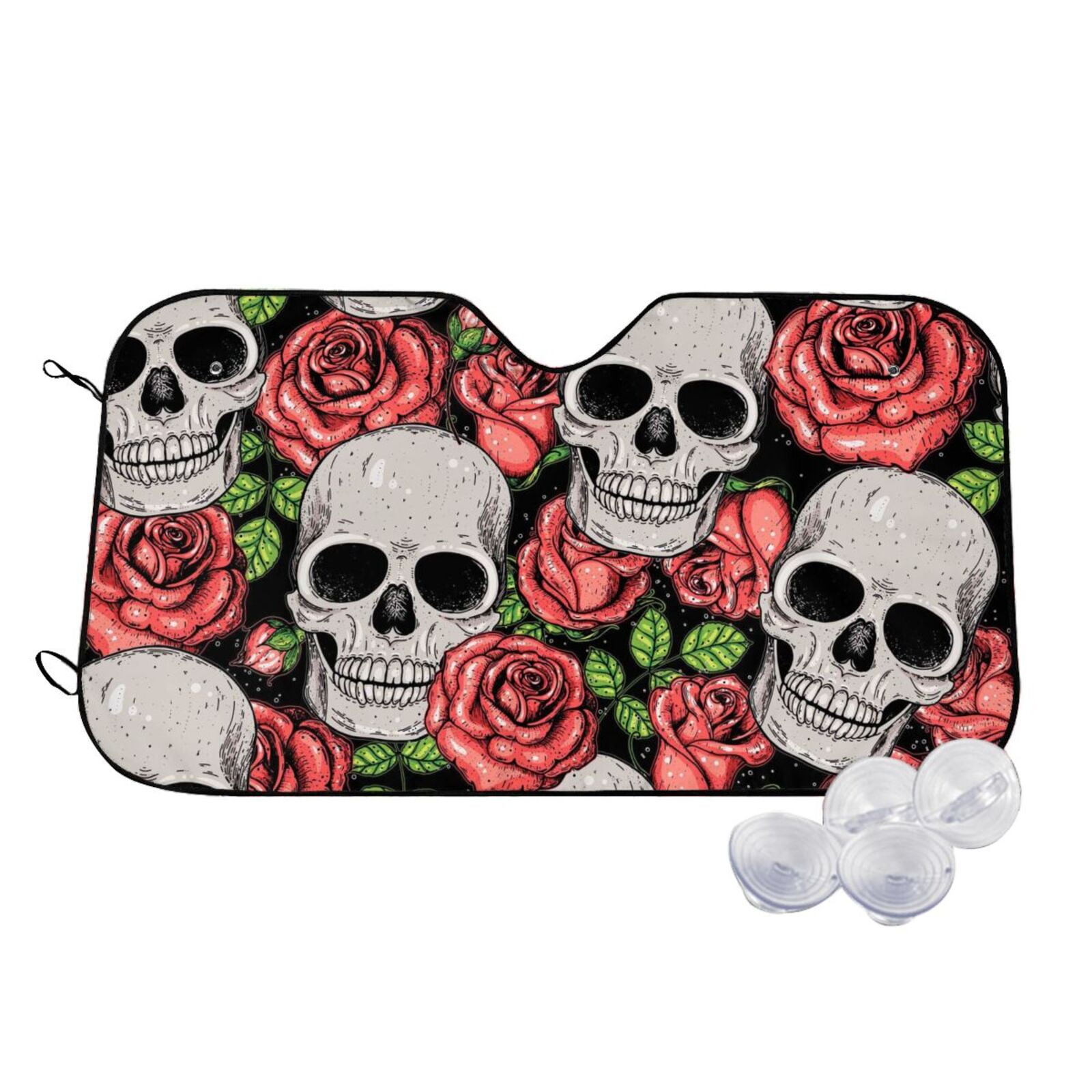 Daiia Skull and Roses Windshield Sun Shade for Car SUV Truck (Medium ...