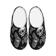 Daiia Skull bird bat spider Print Women’s Fuzzy Slippers Memory Foam ...
