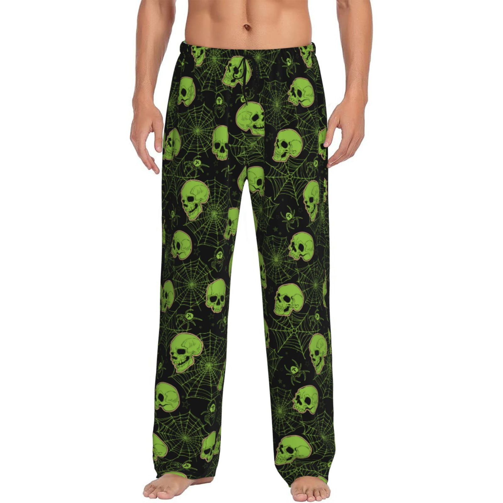 Daiia Skulls And Cobwebs Men's Sleep Pant with Pockets and Drawstring ...