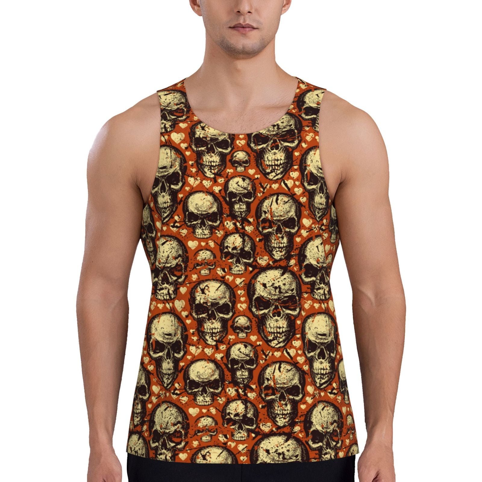 Daiia Skulls And Hearts Printed Men's Quick Dry Fit Muscle Tank Top ...
