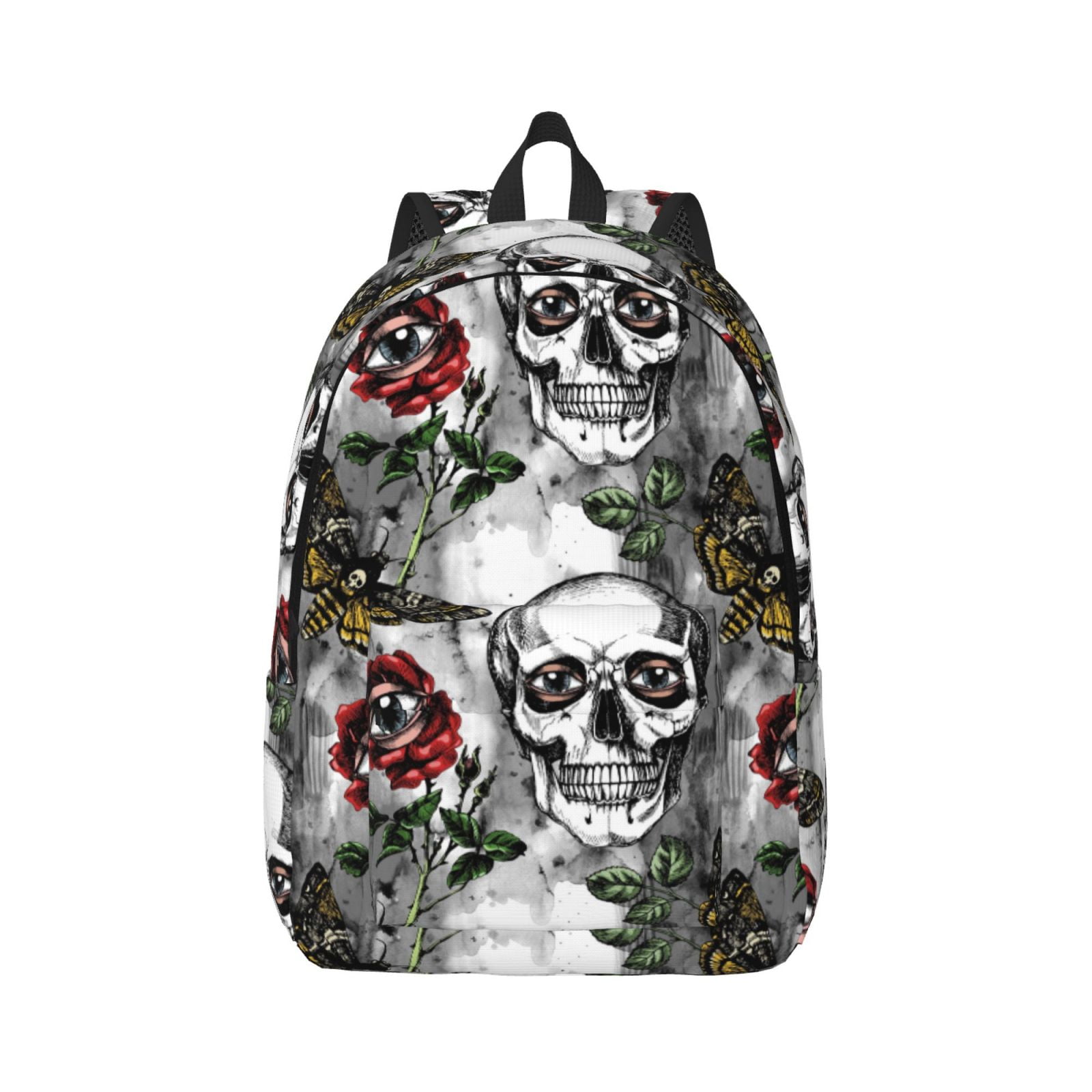 Daiia Skulls Roses Vintage Canvas Backpack for Men and Women ,Hiking ...