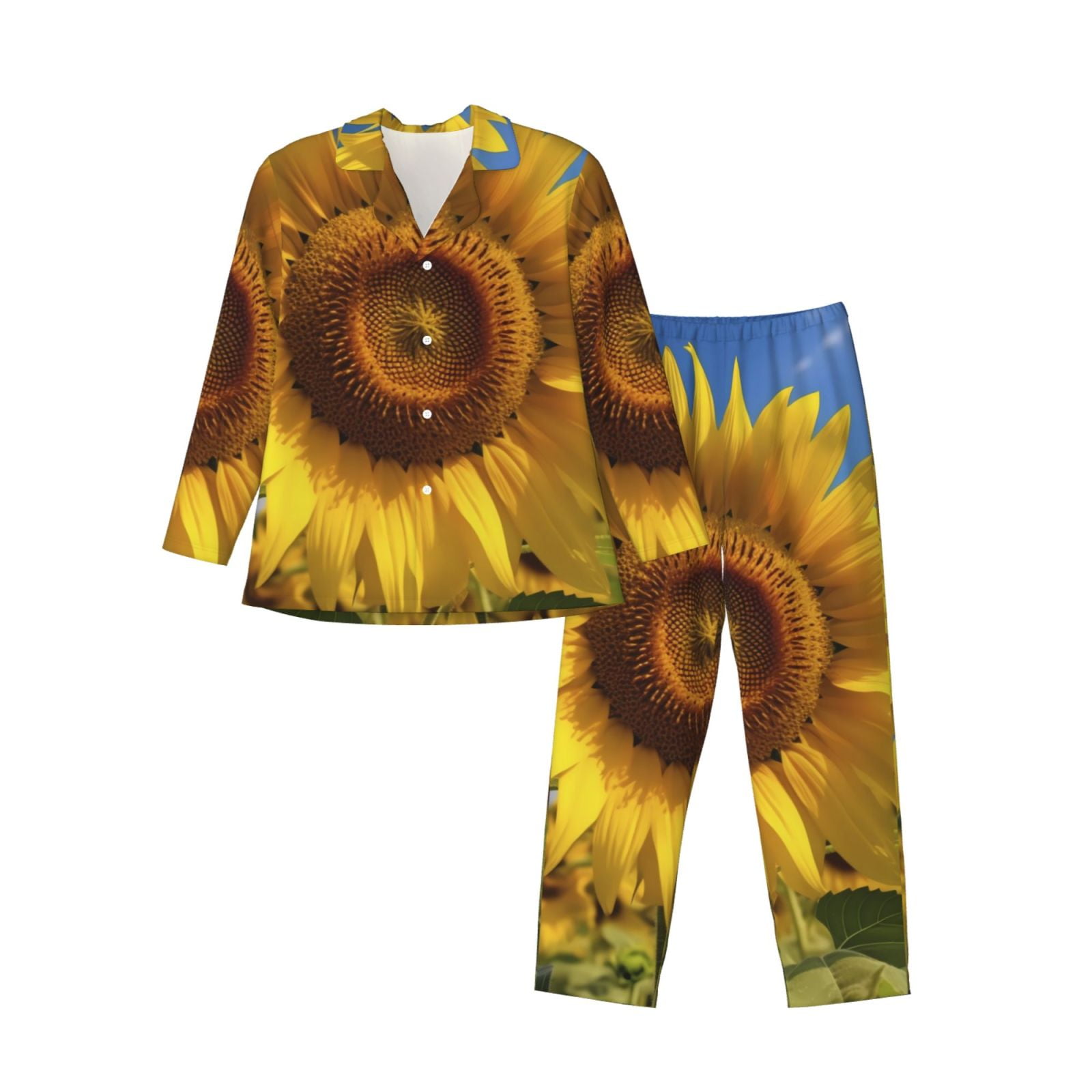 Daiia Sky Golden Sunflower Field A for Men's Long-Sleeved Pajama Set ...