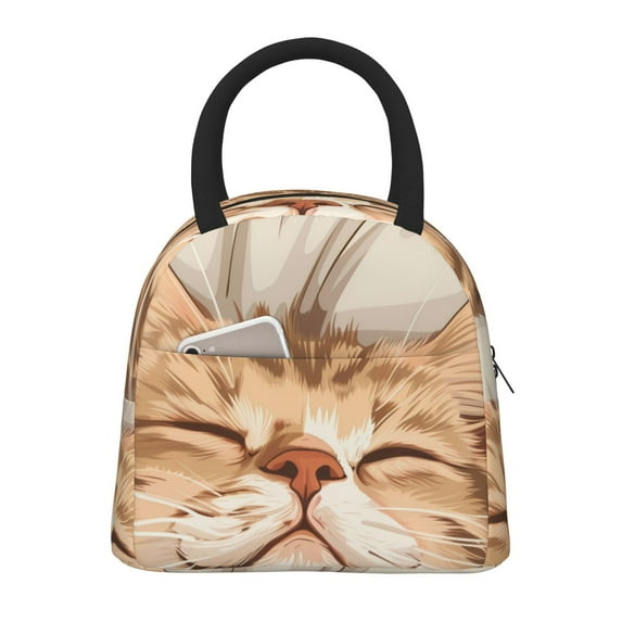 Daiia Sleeping Cat In Blanket Pattern Lunch Bag , Insulated Lunch Box ...