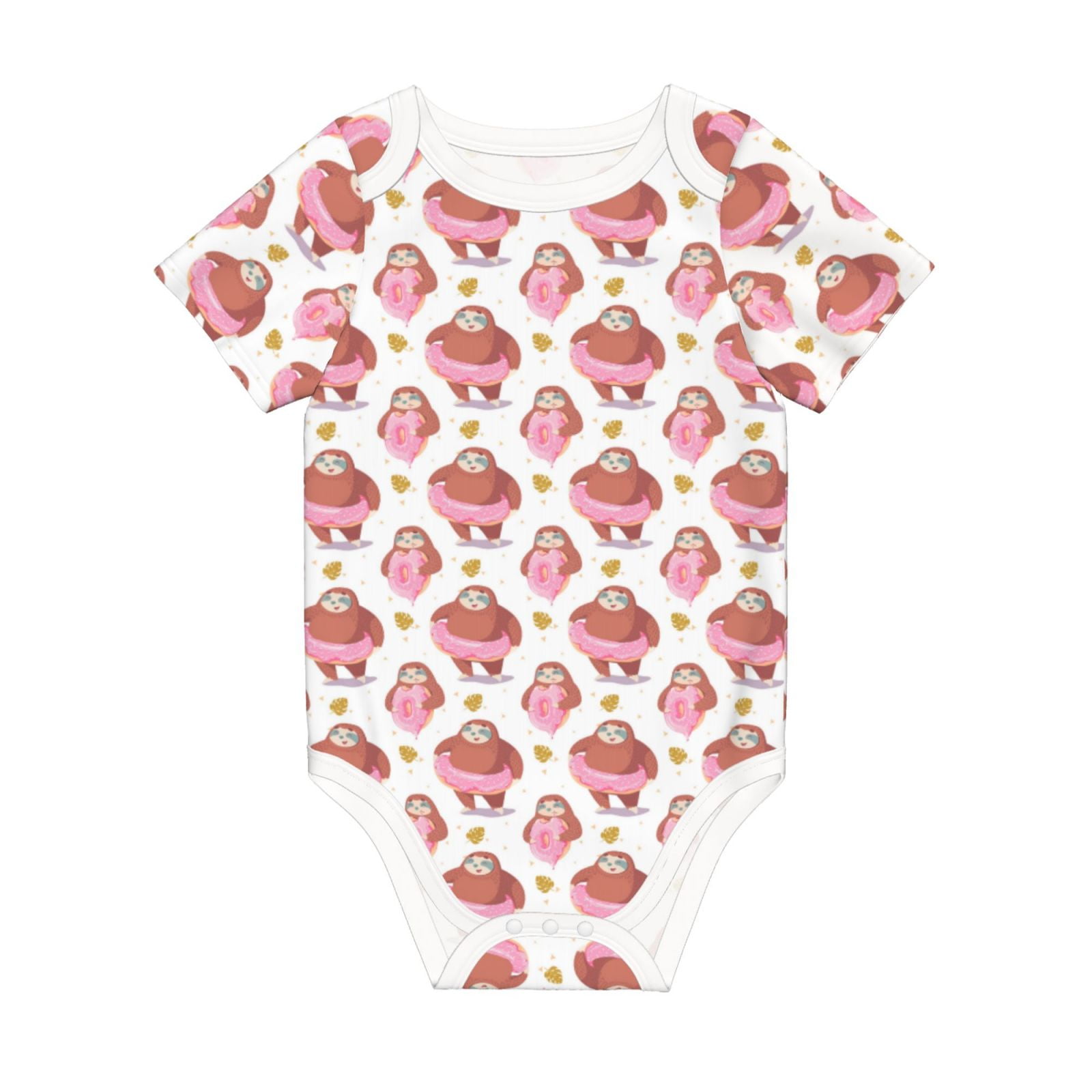 Daiia Sloth with Donuts1 Printed Unisex-Baby Short Sleeve Onesies ...