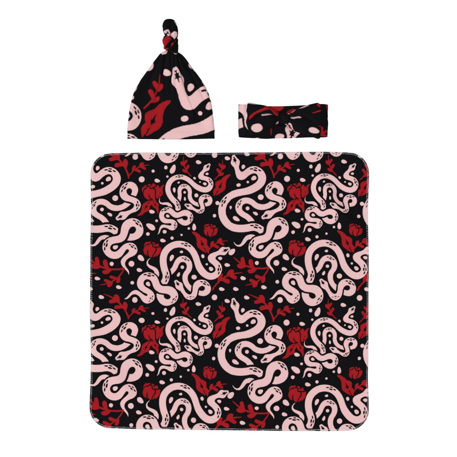 Daiia Snake And Rose Pattern Baby Girl Newborn Receiving Blanket with ...