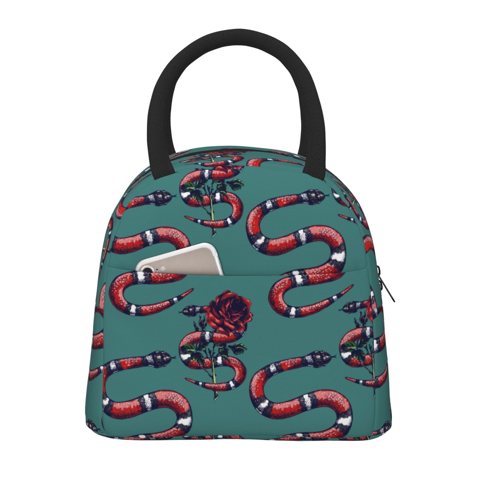 Daiia Snake And Rose Pattern Lunch Bag , Insulated Lunch Box, Small ...