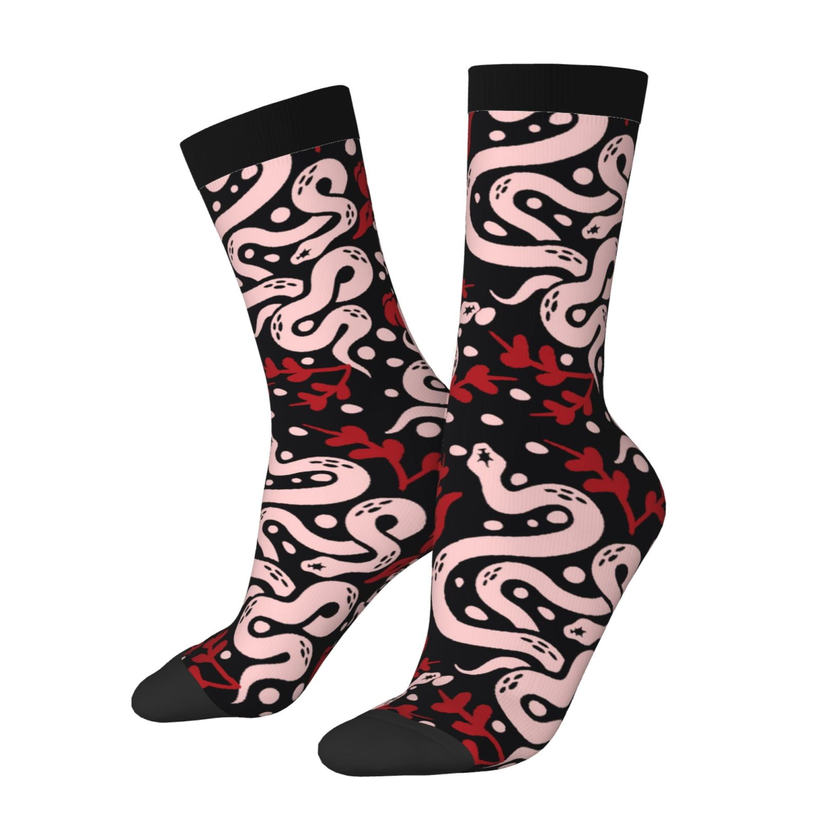 Daiia Snake And Rose Print Crew Socks – Soft Breathable Long Socks for ...