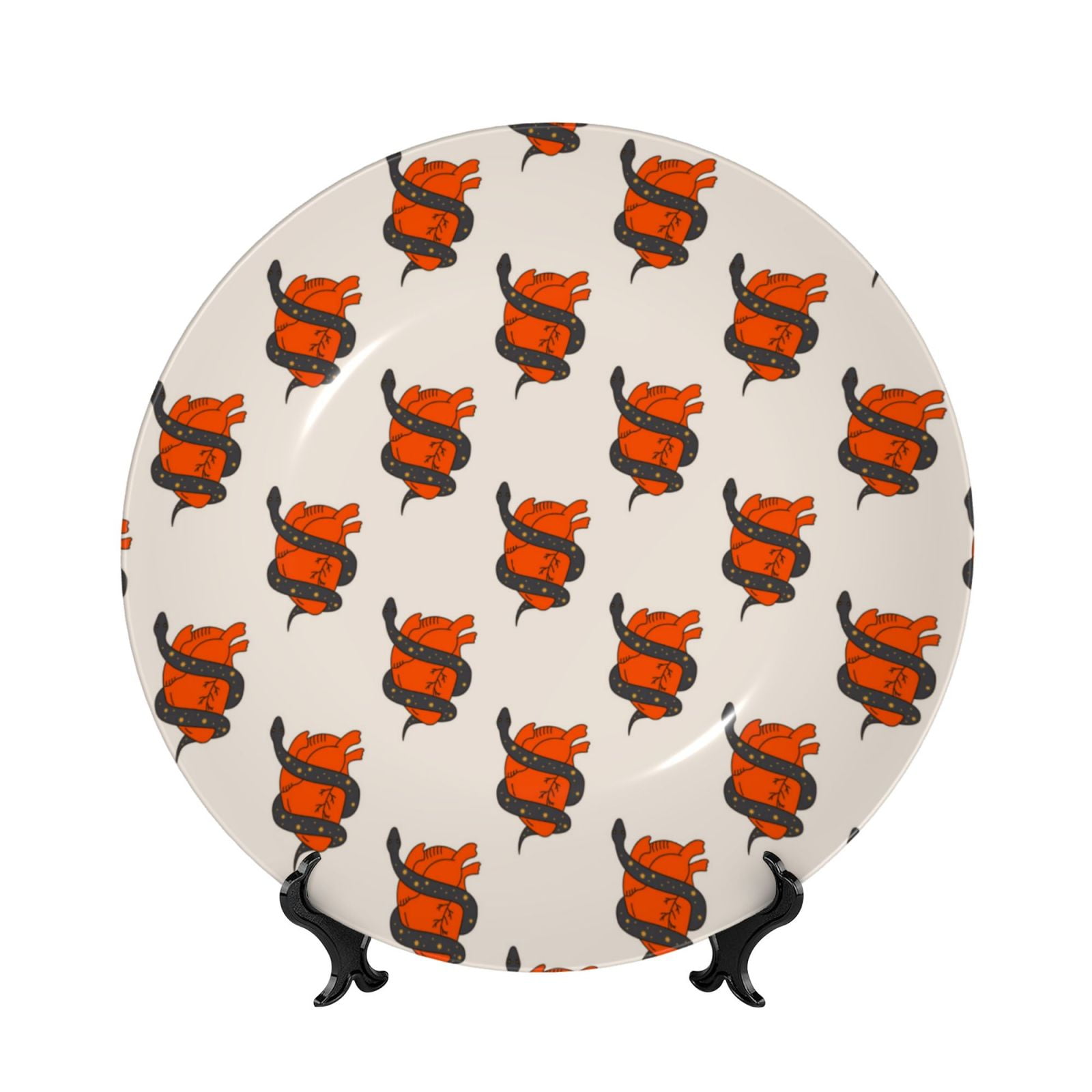Daiia Snake Around Heart Printed Pattern Ceramic Plate Dinner Plates ...