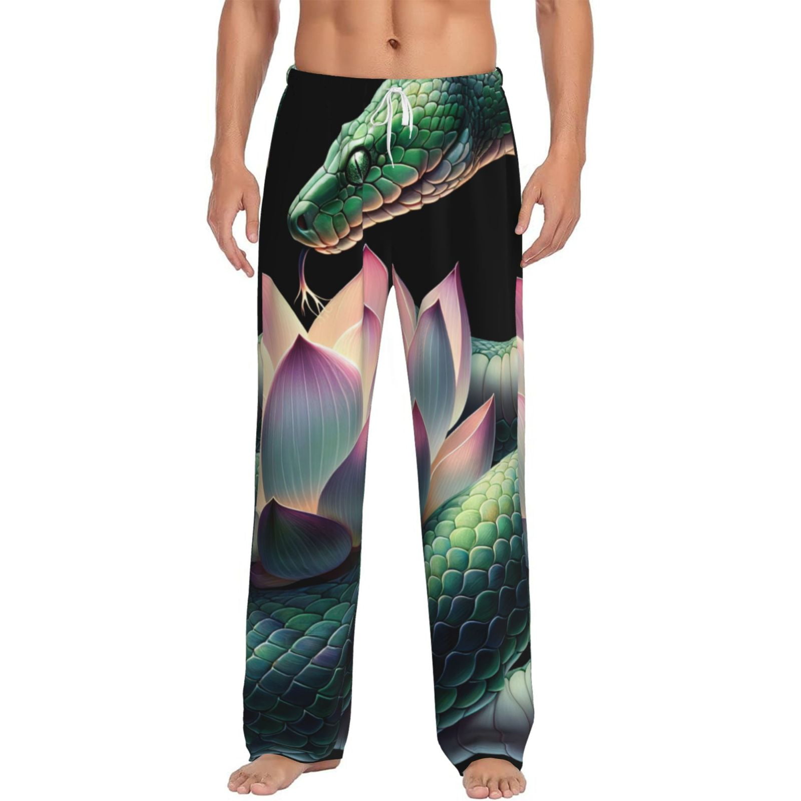 Daiia Snake Holding A Lotus Men's Sleep Pant with Pockets and ...