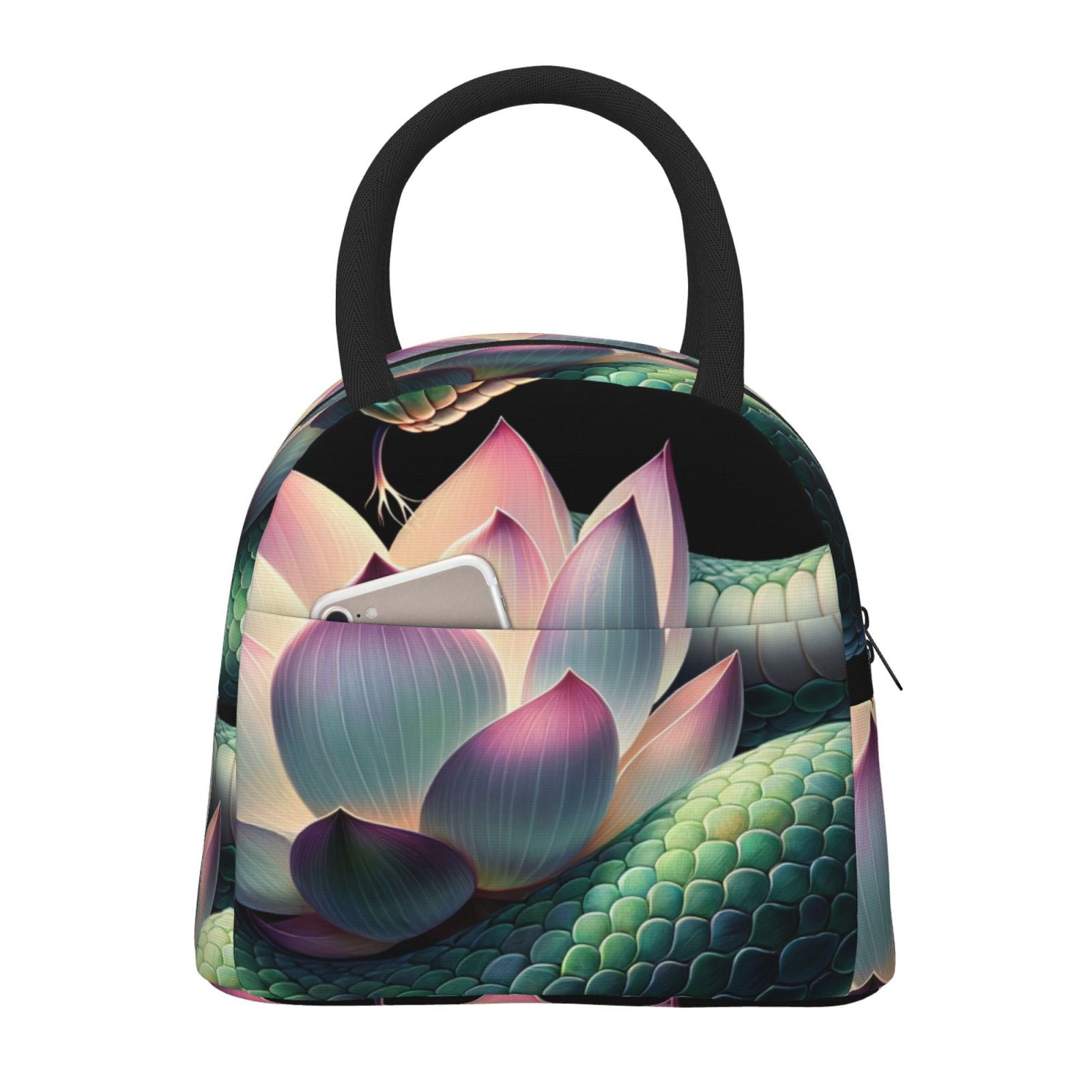 Daiia Snake Holding A Lotus Pattern Lunch Bag , Insulated Lunch Box ...