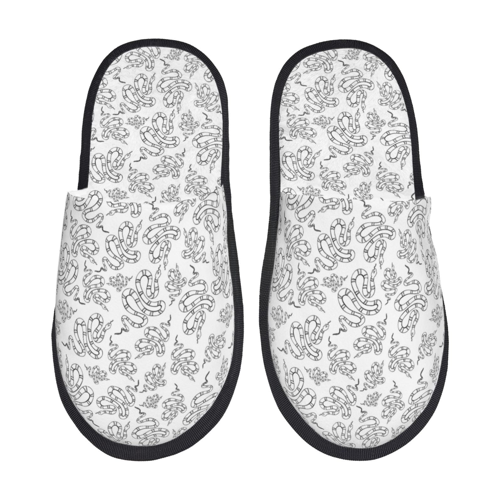 Daiia Snake Pattern Furry Slippers for Women and Men, Soft Plush Indoor ...