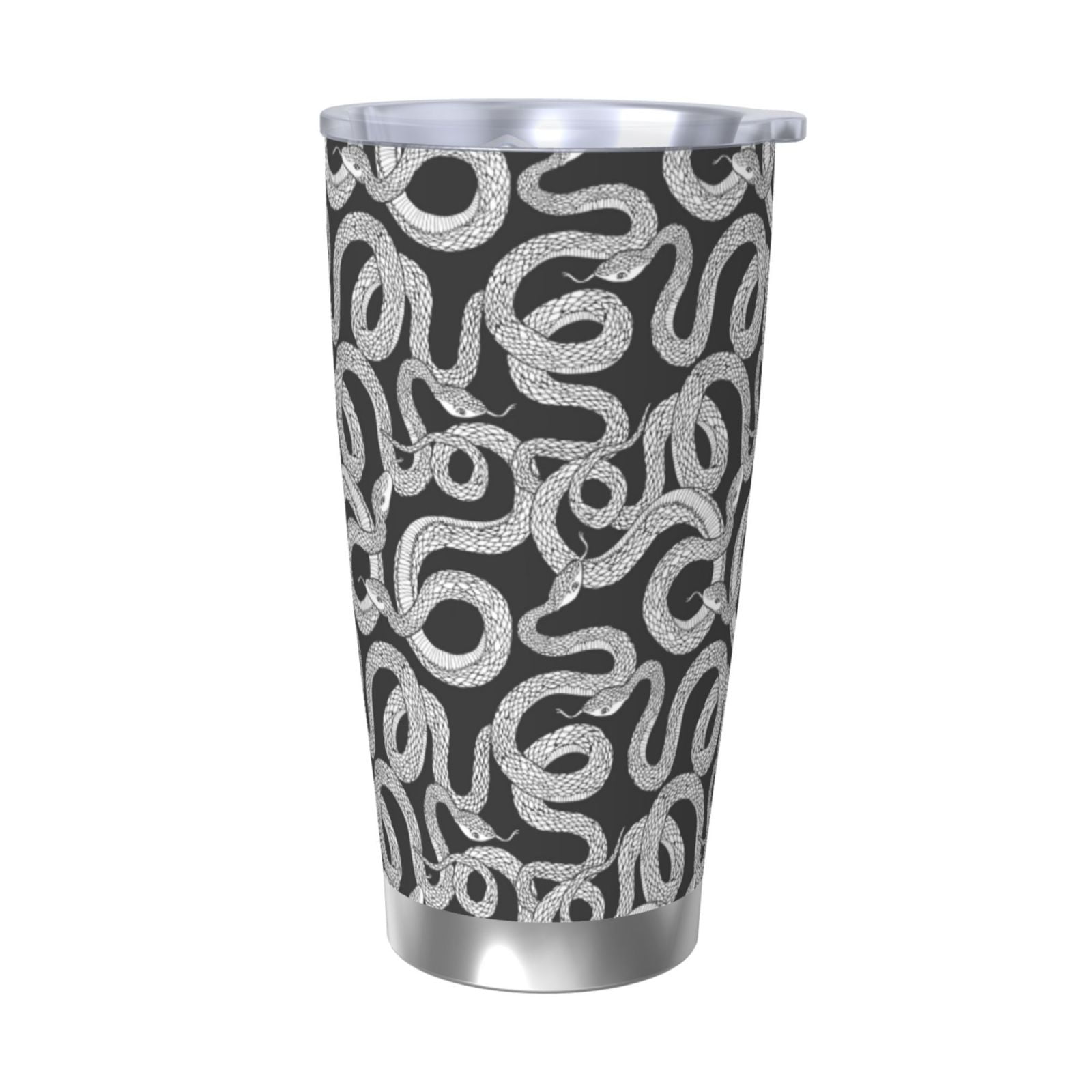 Daiia Snake Printed 20oz Insulated Coffee Cup with Straw Topper, Fully ...