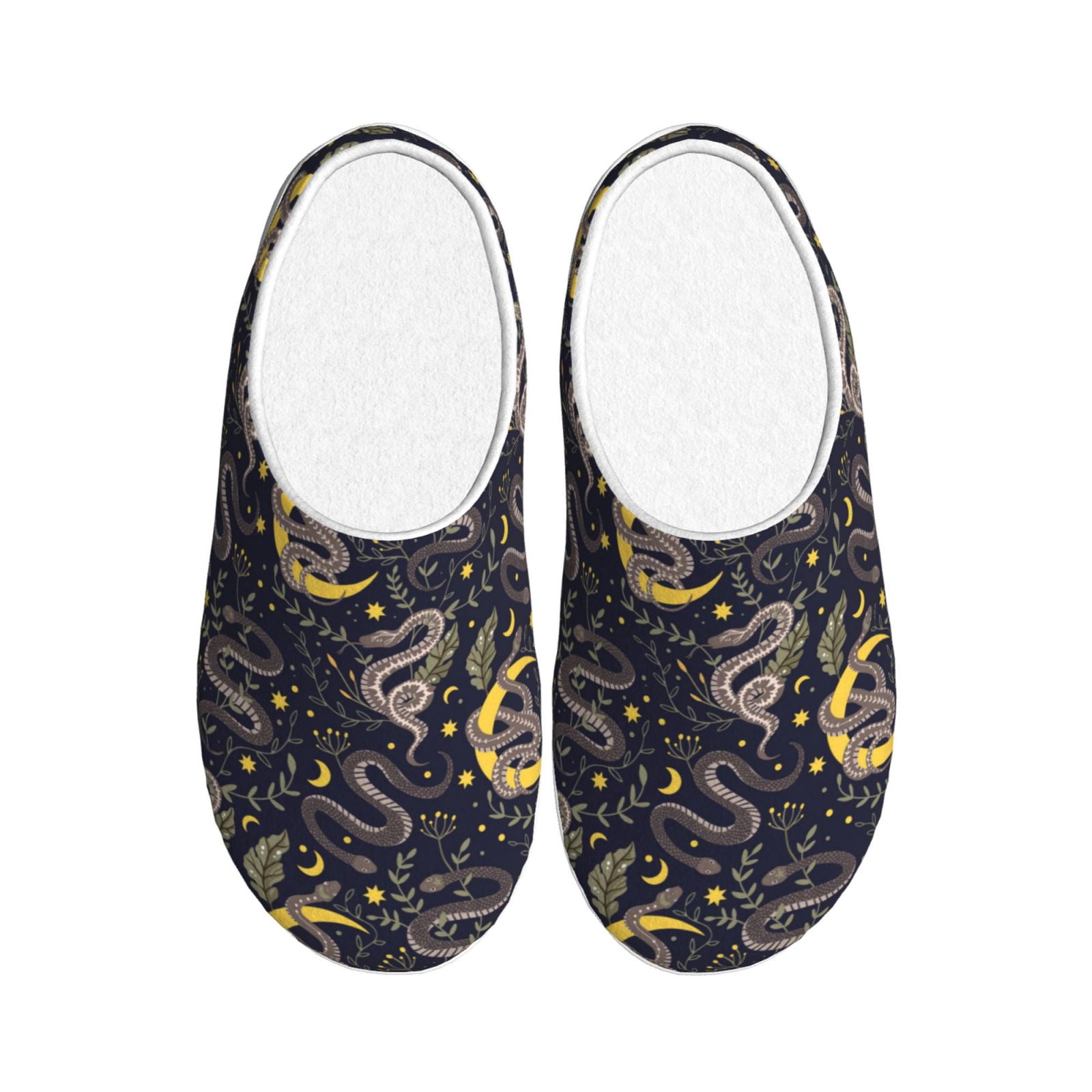 Daiia Snake Sleep Print Women’s Fuzzy Slippers Memory Foam Lightweight ...