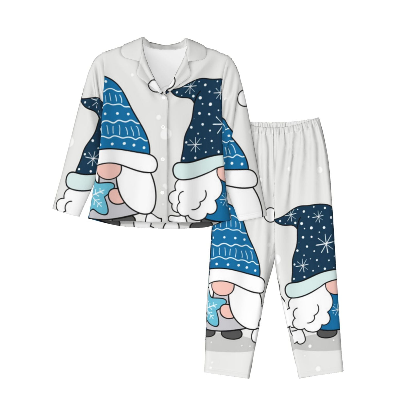 Daiia Snow Gnome for Winter for Women's Long-Sleeved Pajama Set – Soft ...