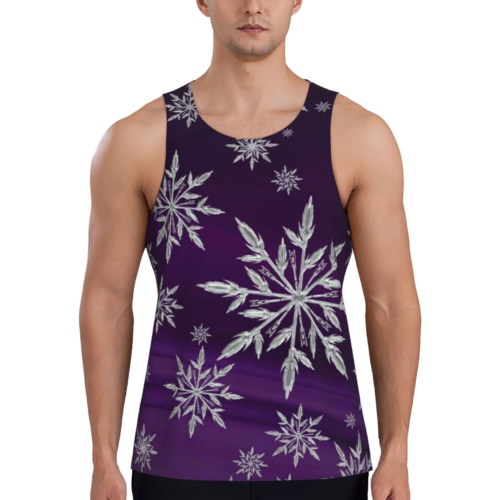 Daiia Snowflake Gradient Purple Printed Men's Quick Dry Fit Muscle Tank ...
