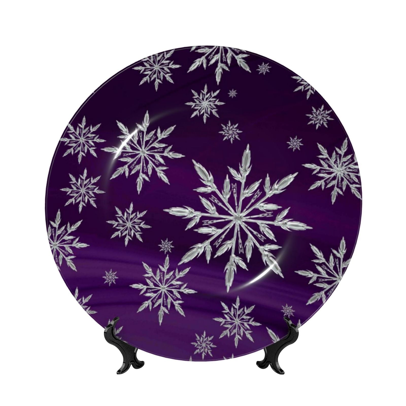 Daiia Snowflake Gradient Purple Printed Pattern Ceramic Plate Dinner ...
