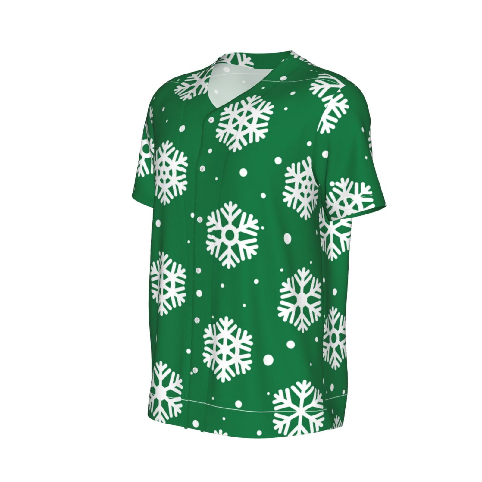 Daiia Snowflake Mens Baseball Jersey Button Down Shirts Short Sleeve ...