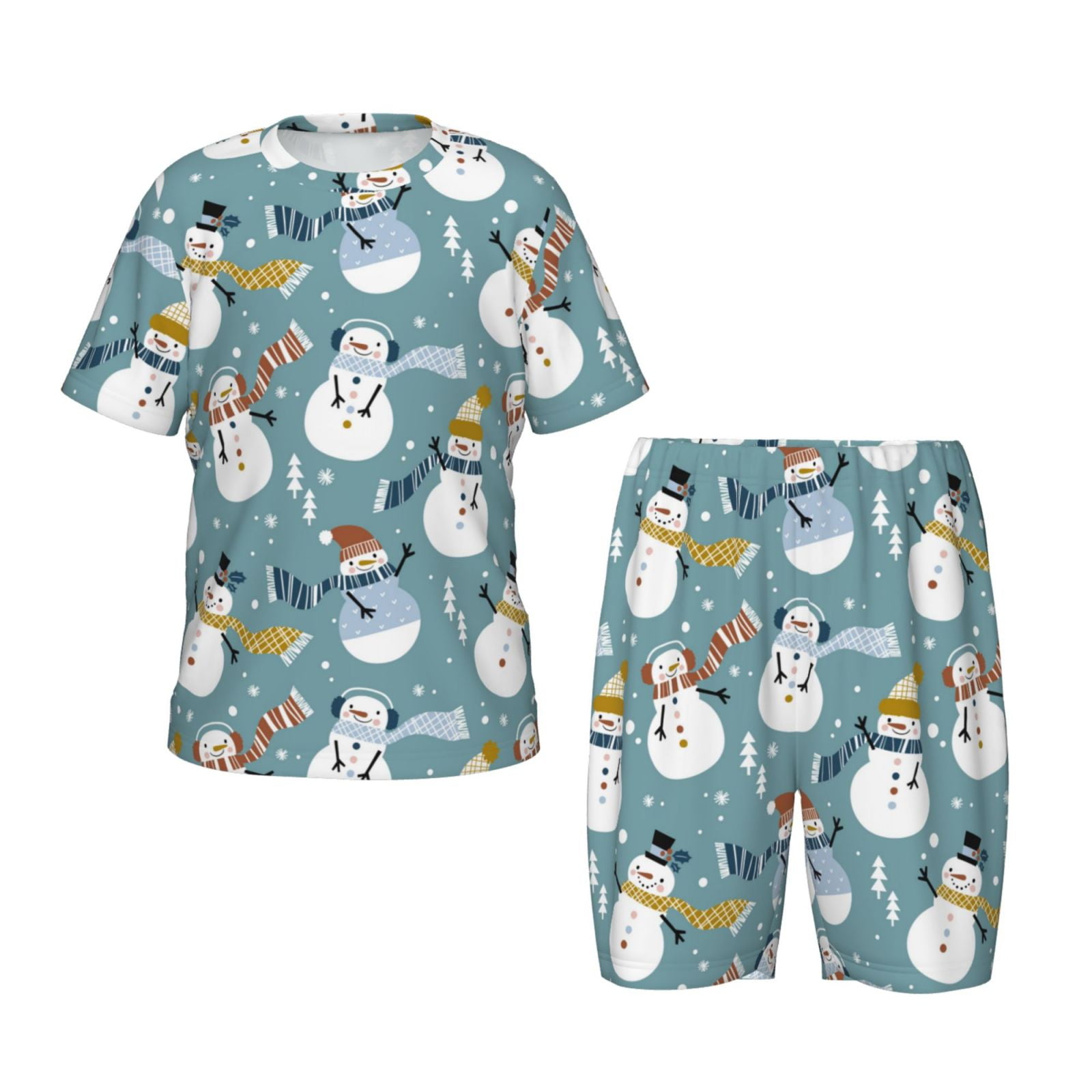 Daiia Snowflake Scarf Snowman Print Children’s Cotton Pajama Set ...