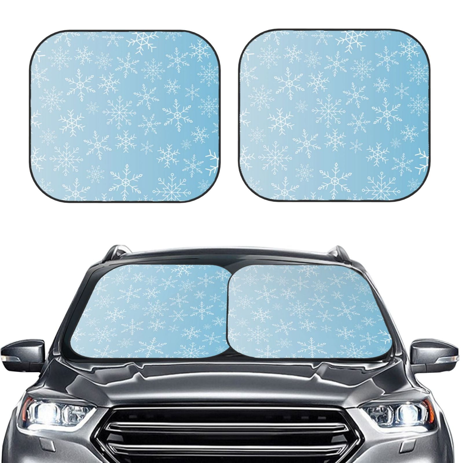 Daiia Snowflake Snowing 2PCS Car Windshield Sun Shade, Foldable Sun ...
