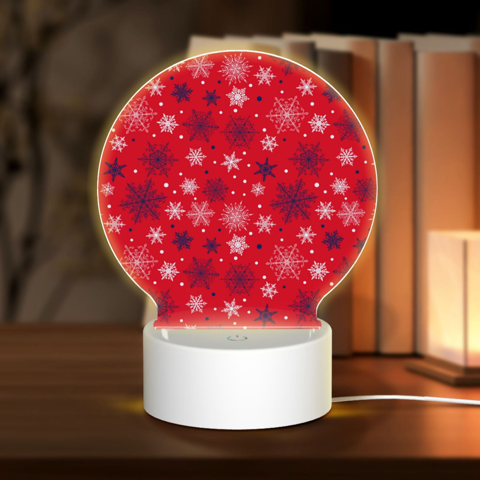 Daiia Snowflake Symphony Pattern Acrylic Night Light, LED Touch Light ...