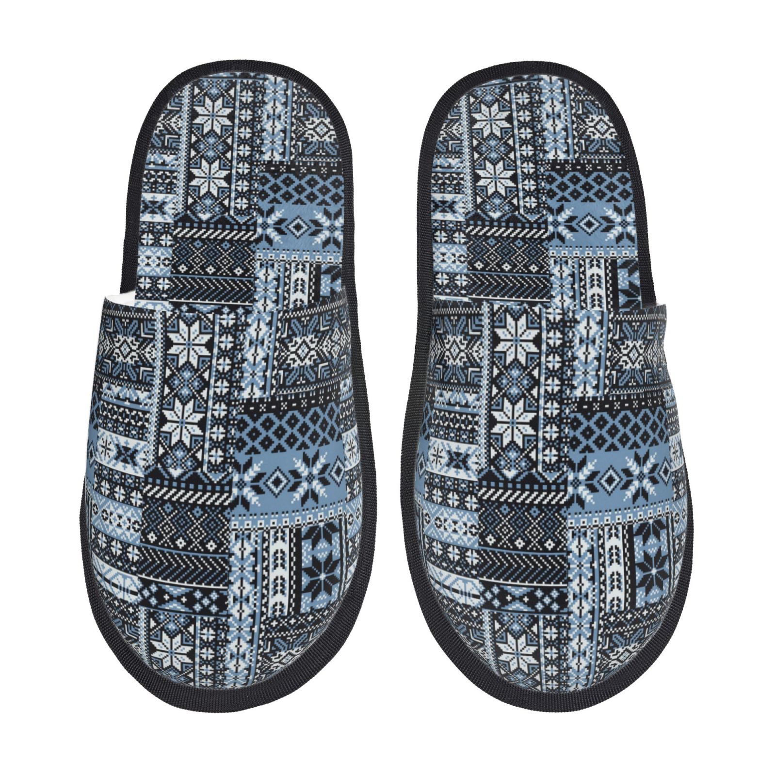 Daiia Snowflake Vintage Pattern Pattern Furry Slippers for Women and ...
