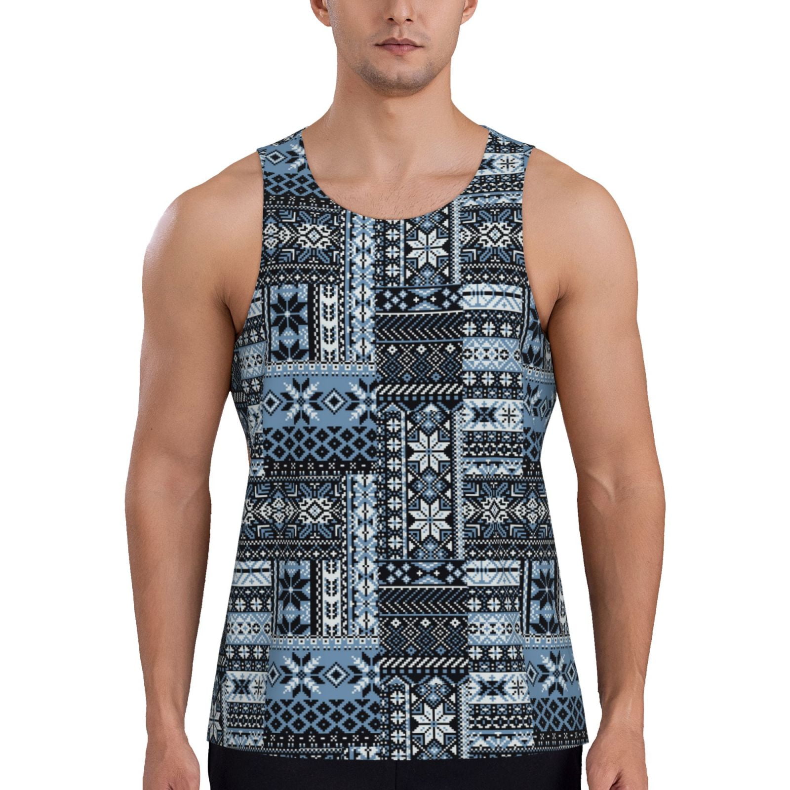 Daiia Snowflake Vintage Pattern Printed Men's Quick Dry Fit Muscle Tank ...