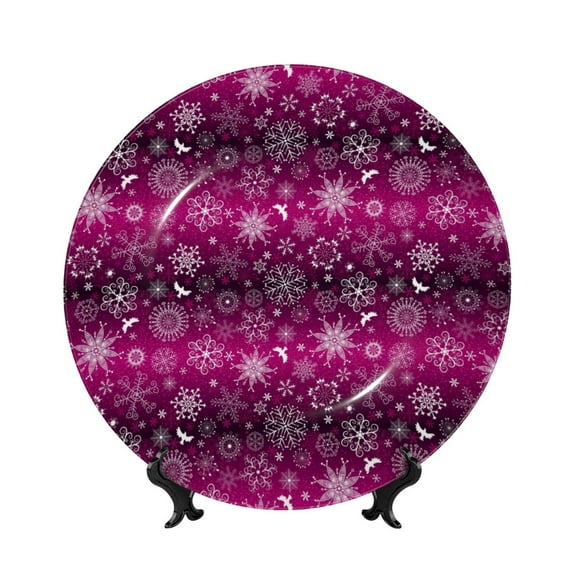 Daiia Snowflakes And Christmas Printed Pattern Ceramic Plate Dinner ...