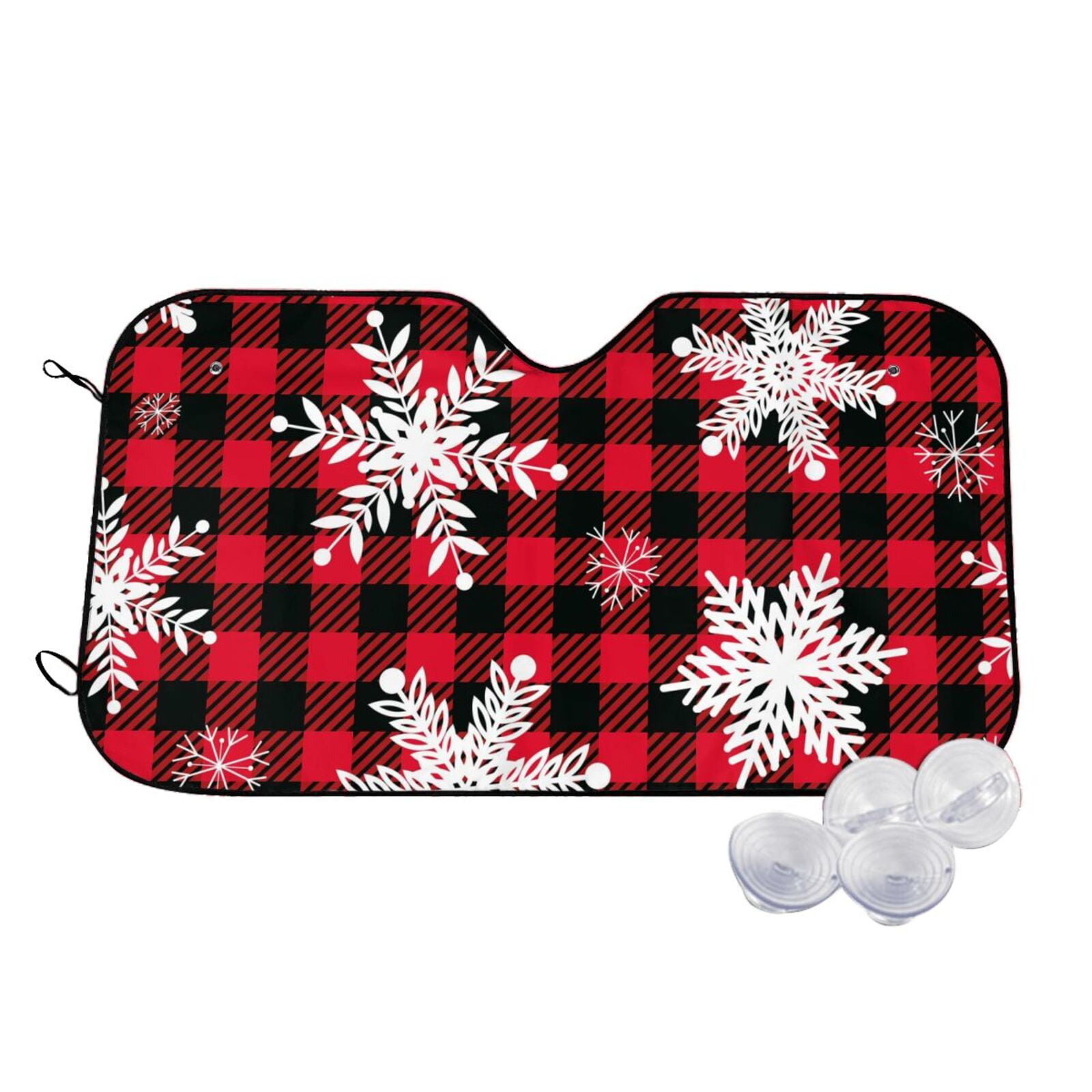 Daiia Snowflakes On A Buffalo Plaid Windshield Sun Shade for Car SUV ...