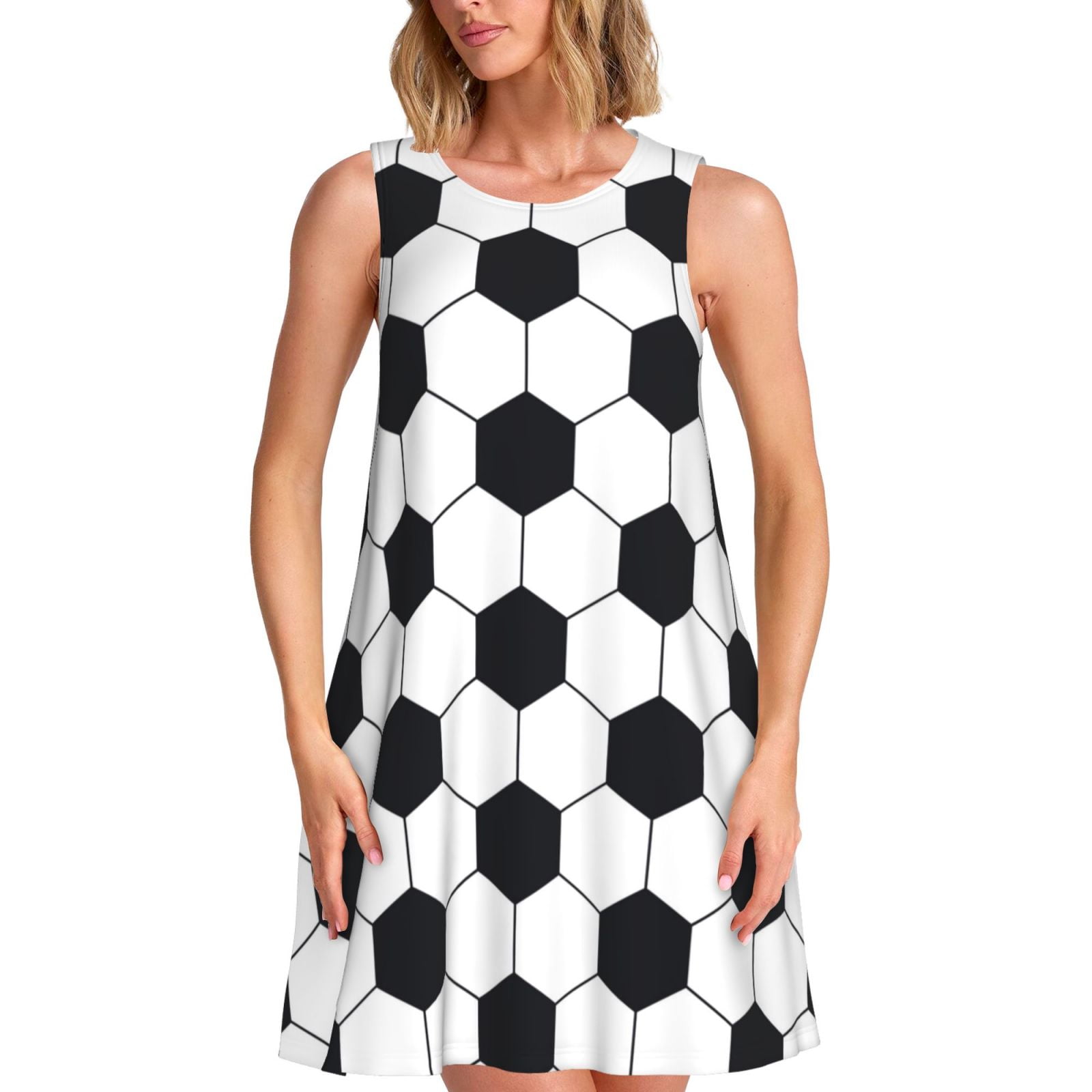 Daiia Soccer Ball Print Women's Dresses 2025 Trendy Short sleeve ...