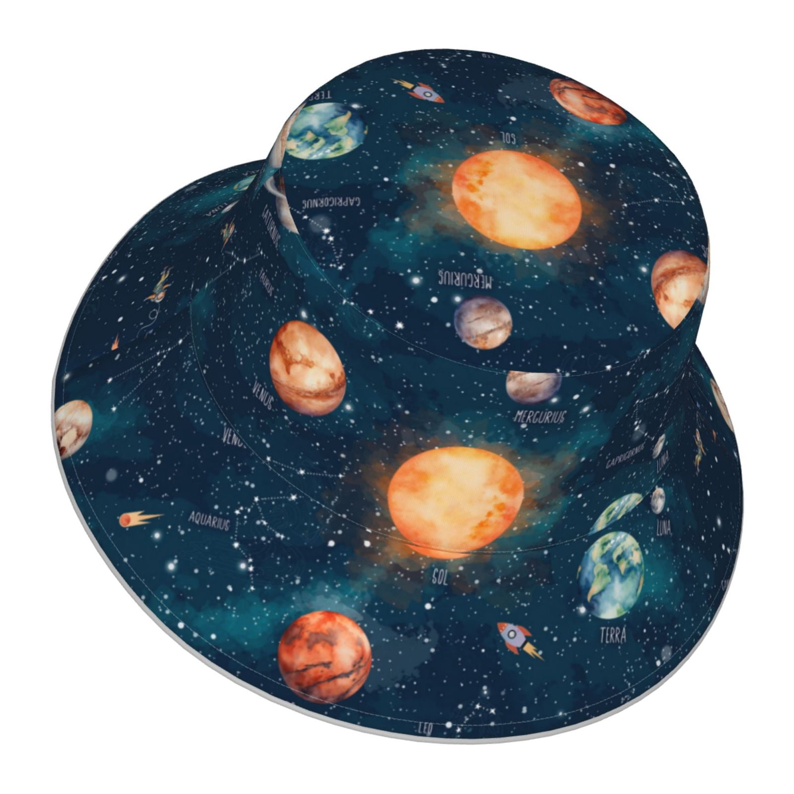 Daiia Solar System And Planets Pattern Bucket Hat - Trendy Cotton Sun ...