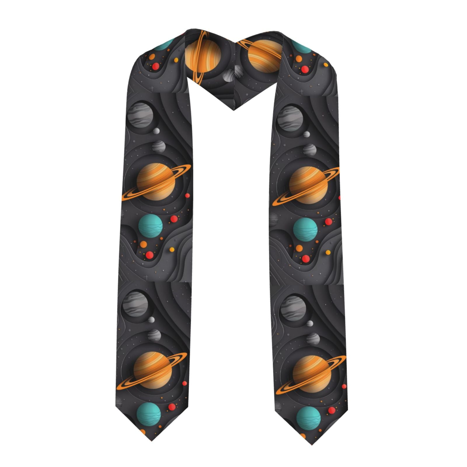 Daiia Solar System Paper Art Pattern Graduation Shawl Stole – Satin ...