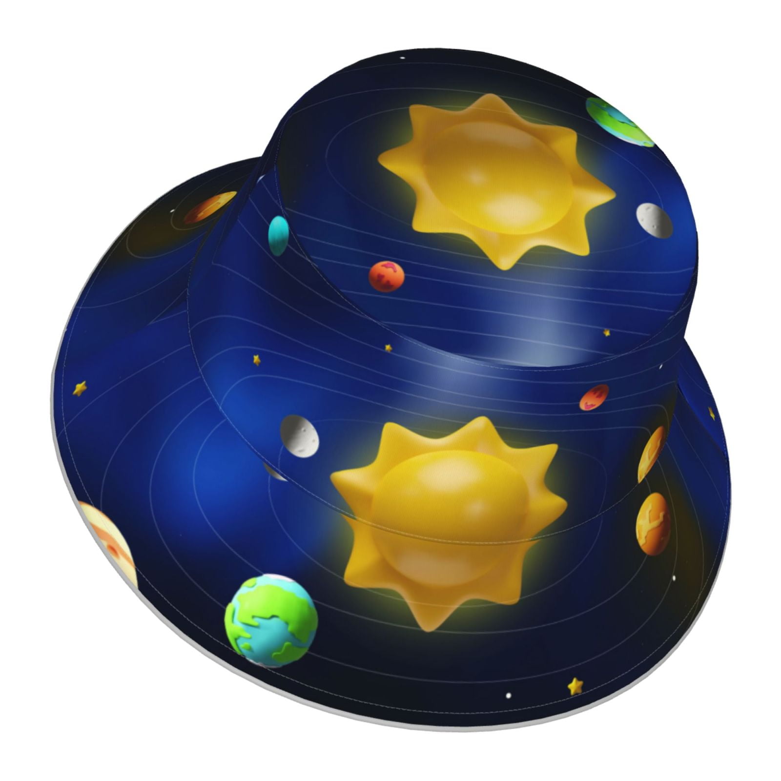 Daiia Solar System Pattern Bucket Hat - Trendy Cotton Sun Hat for Beach ...