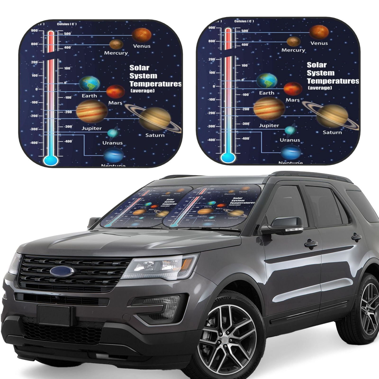 Daiia Solar System Temperatures Diagram 2PCS Car Windshield Sun Shade ...