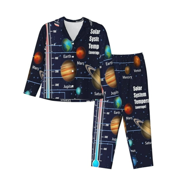 Daiia Solar System for Women's Long-Sleeved Pajama Set – Soft ...