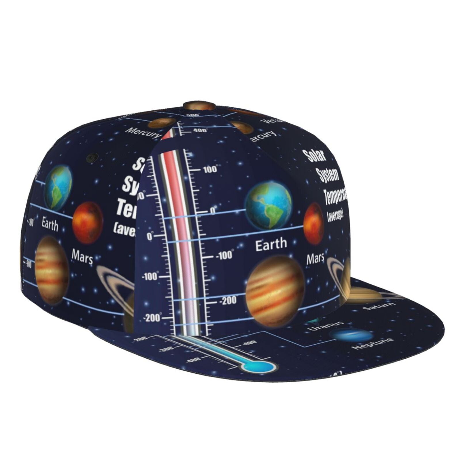 Daiia Solar System print Flat Bill Hats Flat Brim Trucker Cap Baseball ...