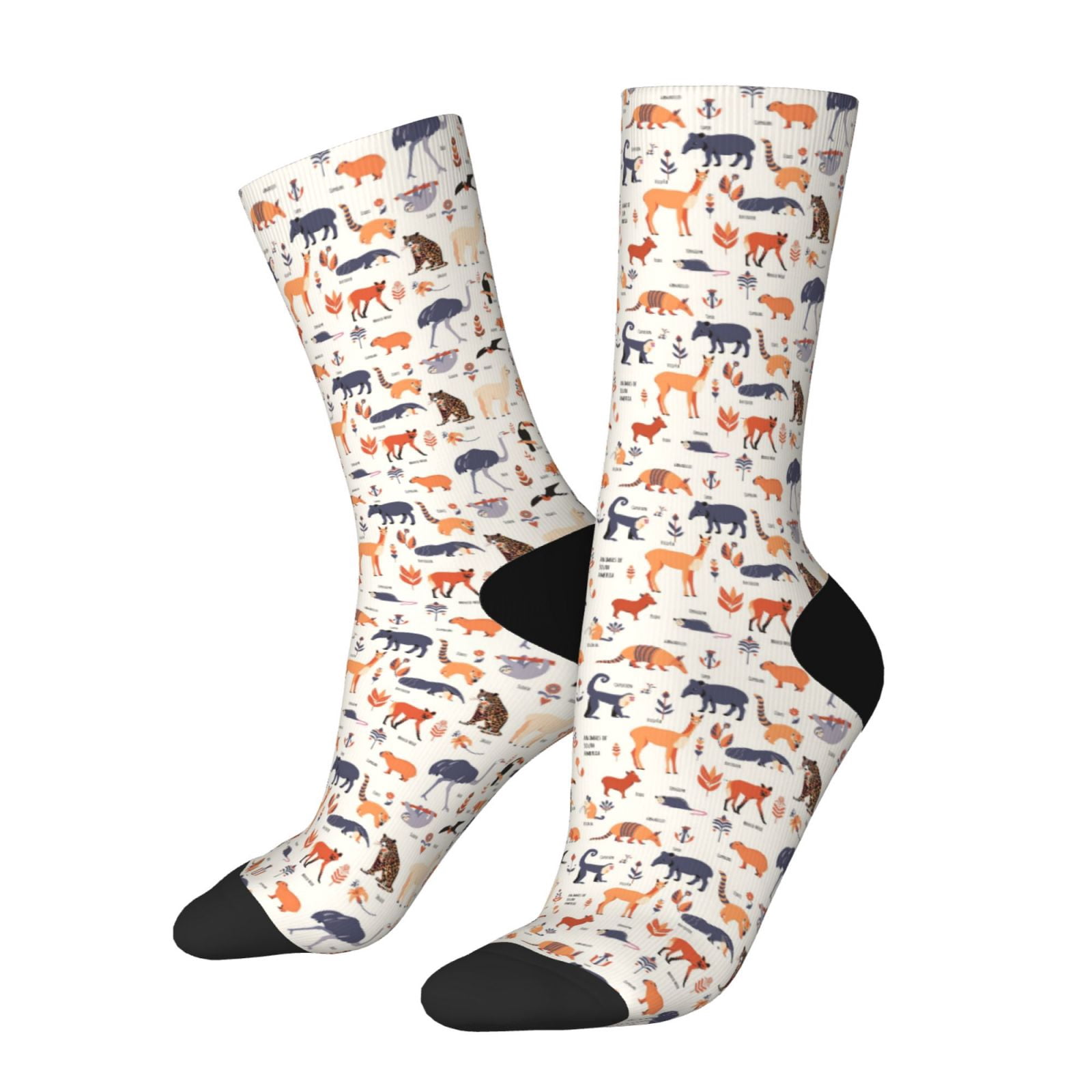 Daiia South American Animals Print Crew Socks – Soft Breathable Long ...