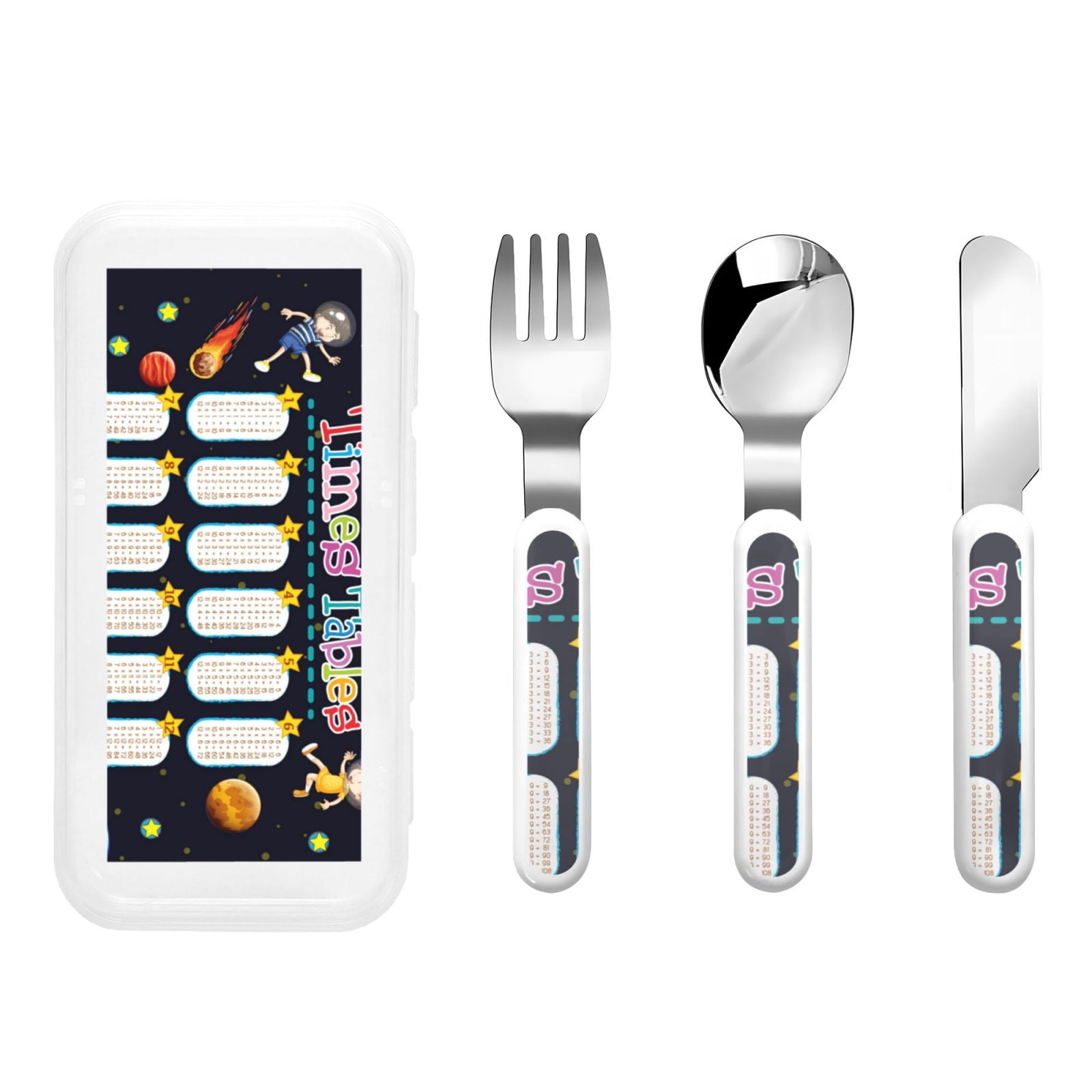 Daiia Space Math Times Tables for Stainless Steel Kids Silverware Set ...