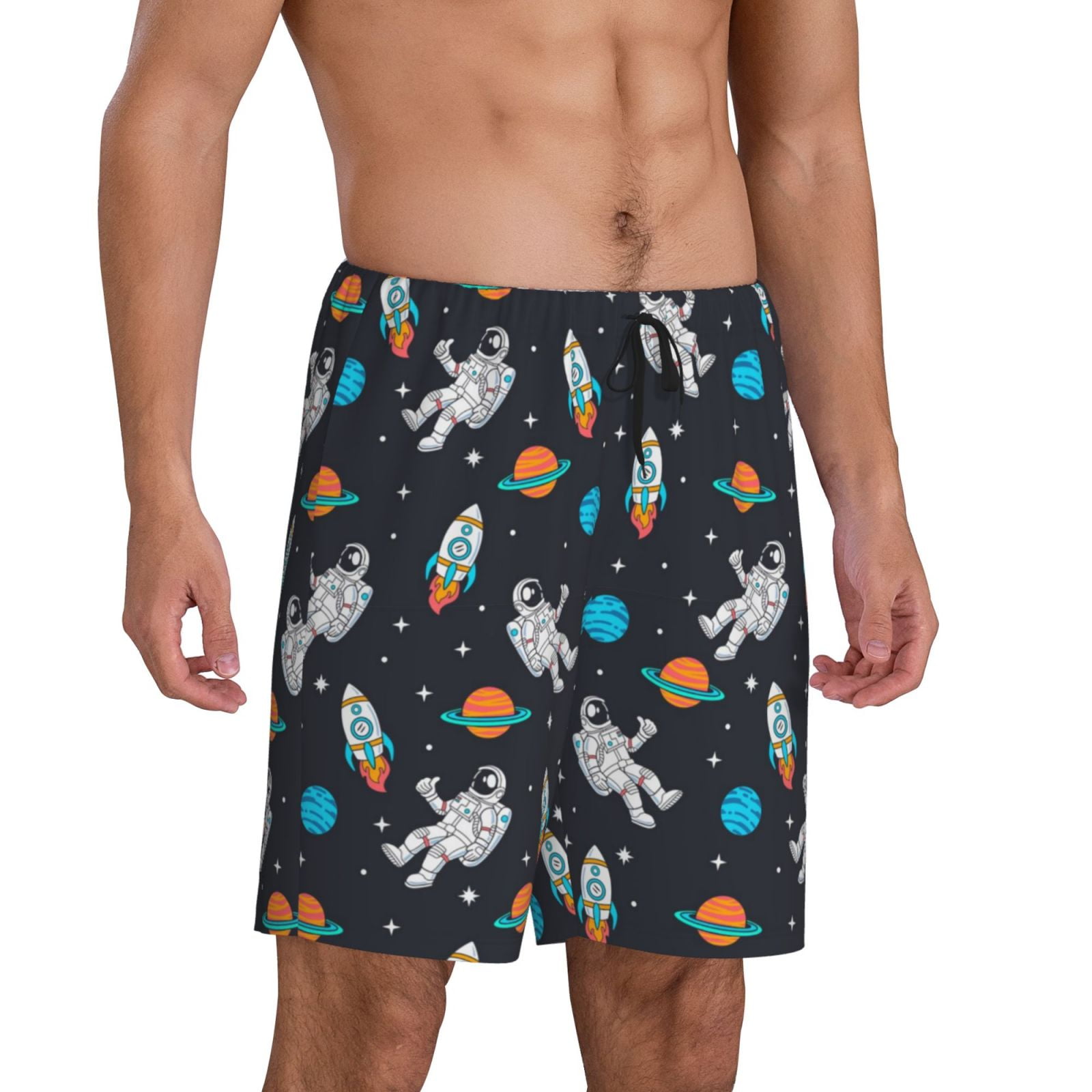 Daiia Space Mens Woven Stretch Pajama Short,Short Pajama Pants-Medium ...