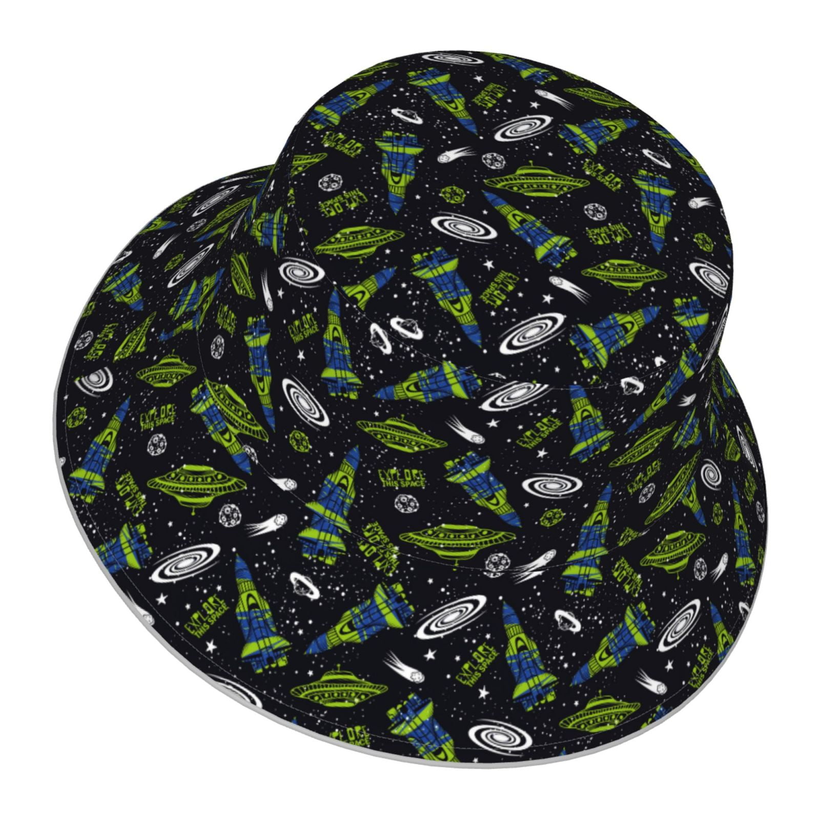 Daiia Space Rockets Pattern Bucket Hat - Trendy Cotton Sun Hat for ...