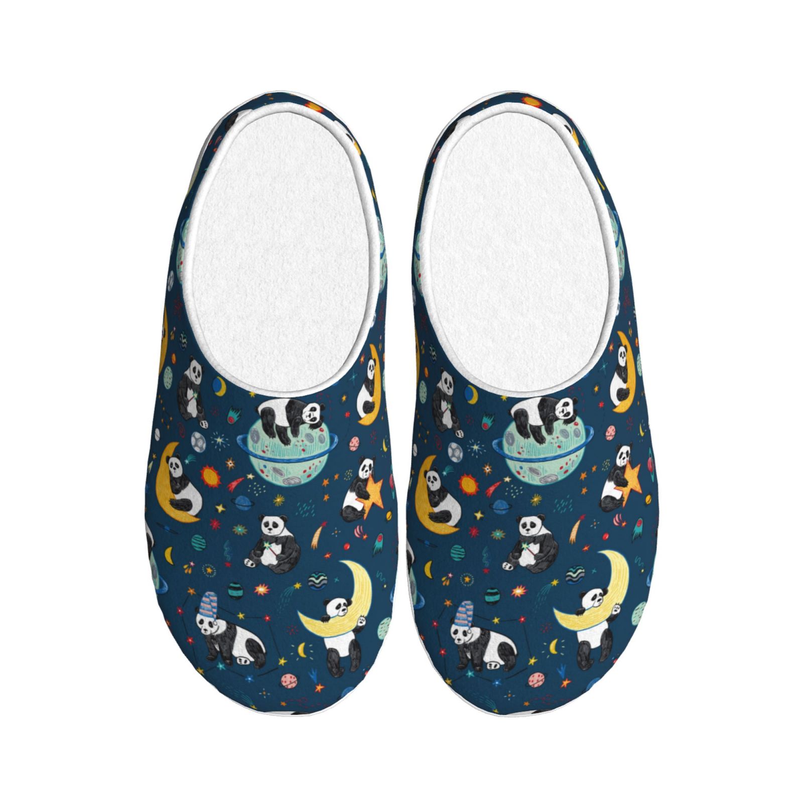 Daiia Space Sleeping Panda Print Women’s Fuzzy Slippers Memory Foam ...